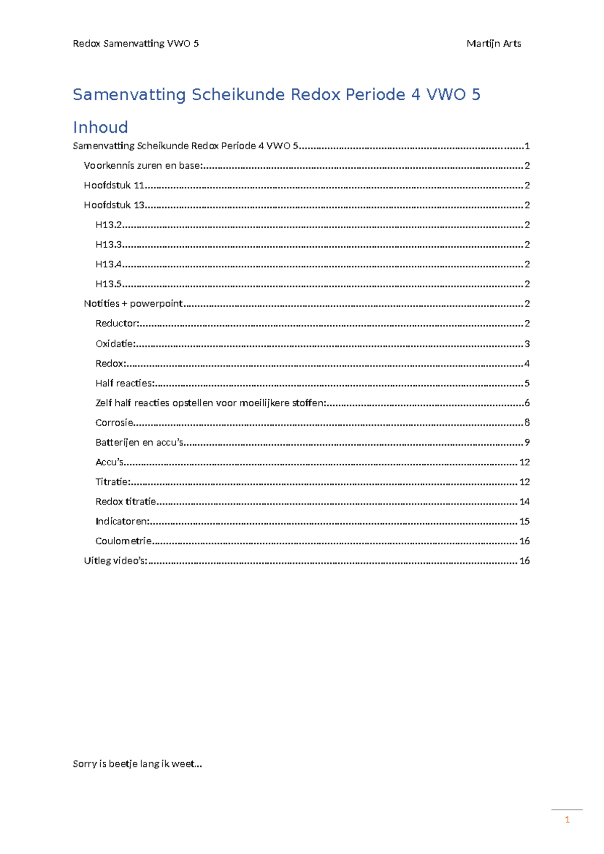 Samenvatting Redoxreacties Scheikunde Periode 4 VWO 5 - Studeersnel