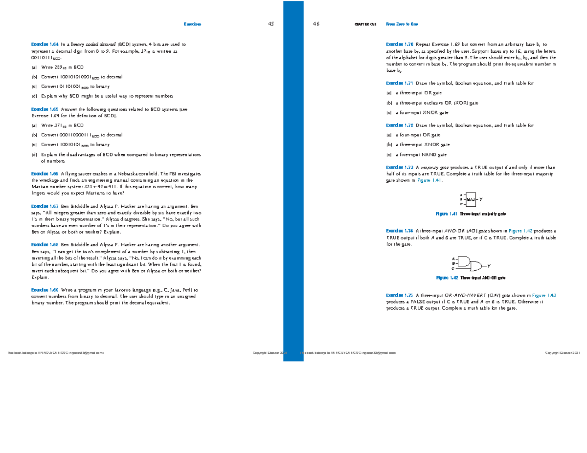 Bai tap chuong 1 - bài giảng - Exercise 1 In a binary coded decimal ...