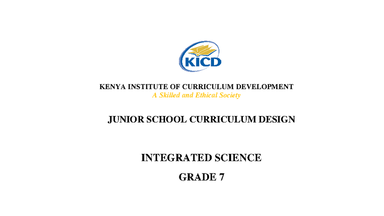 Grade 7 Integrated Science Curriculum Design (KICD) 2024 - Studocu