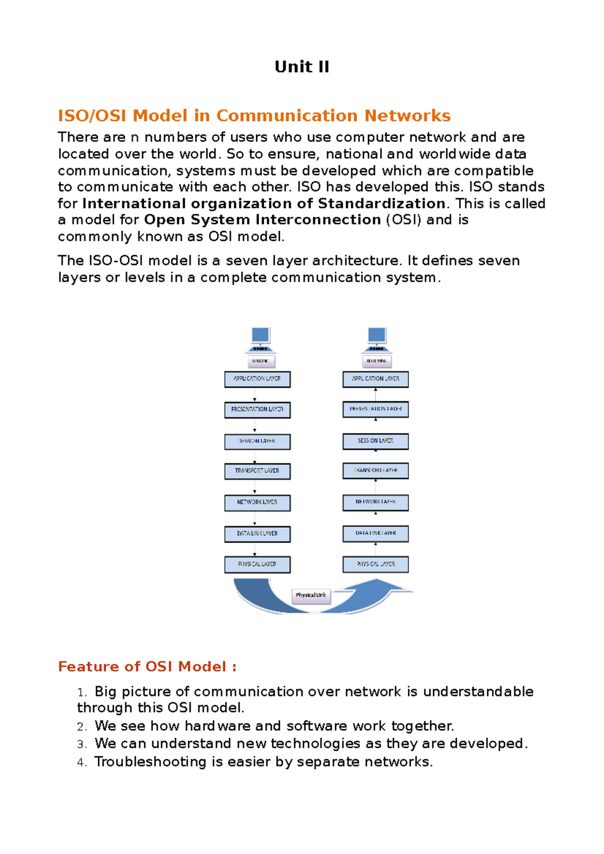 "ISO/OSI Model - Overview and Layer Functions - Notes" - Studocu
