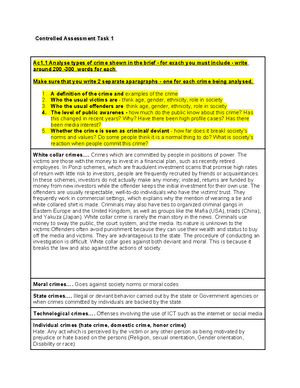 Media and Crime Exam Questions - Media & Crime – Assessment Questions 1 ...