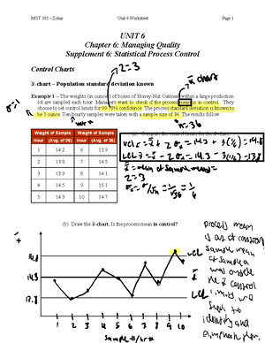 MGT 303: Homework Assignment 3 - Control Limits and Analysis - Studocu