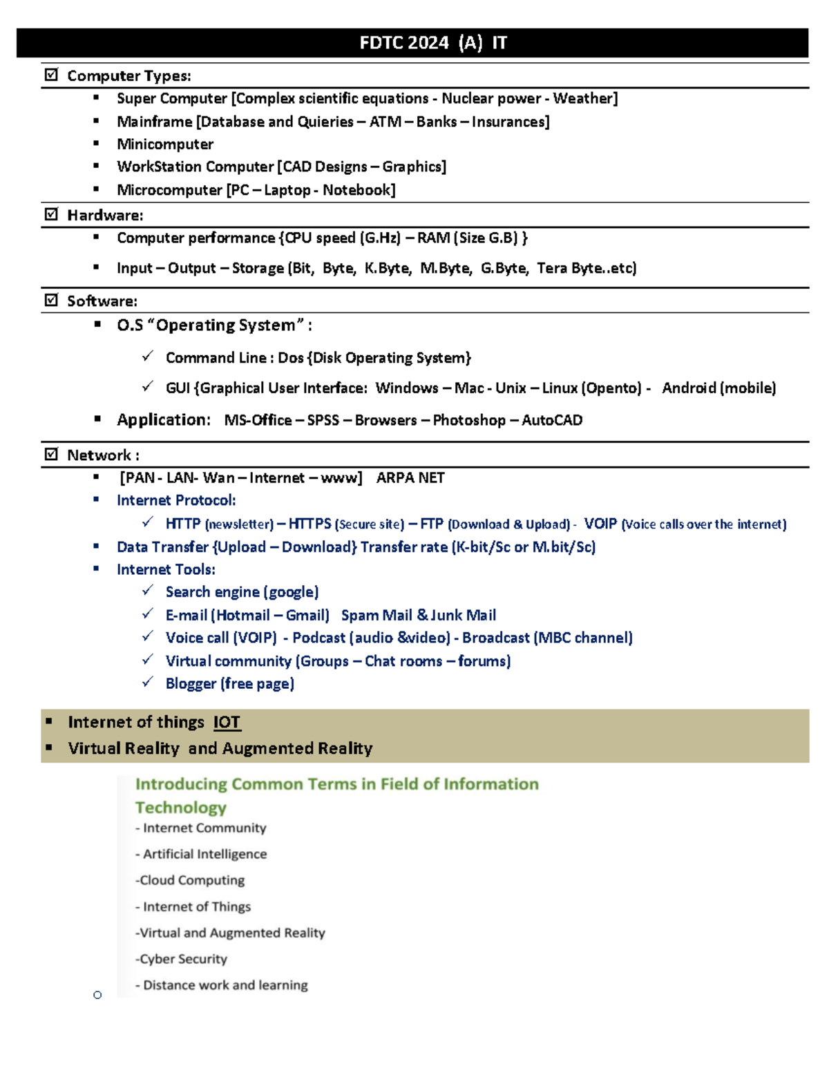 FDTC 2024 (A) Comprehensive Guide to IT Computer Types and Usage - Studocu
