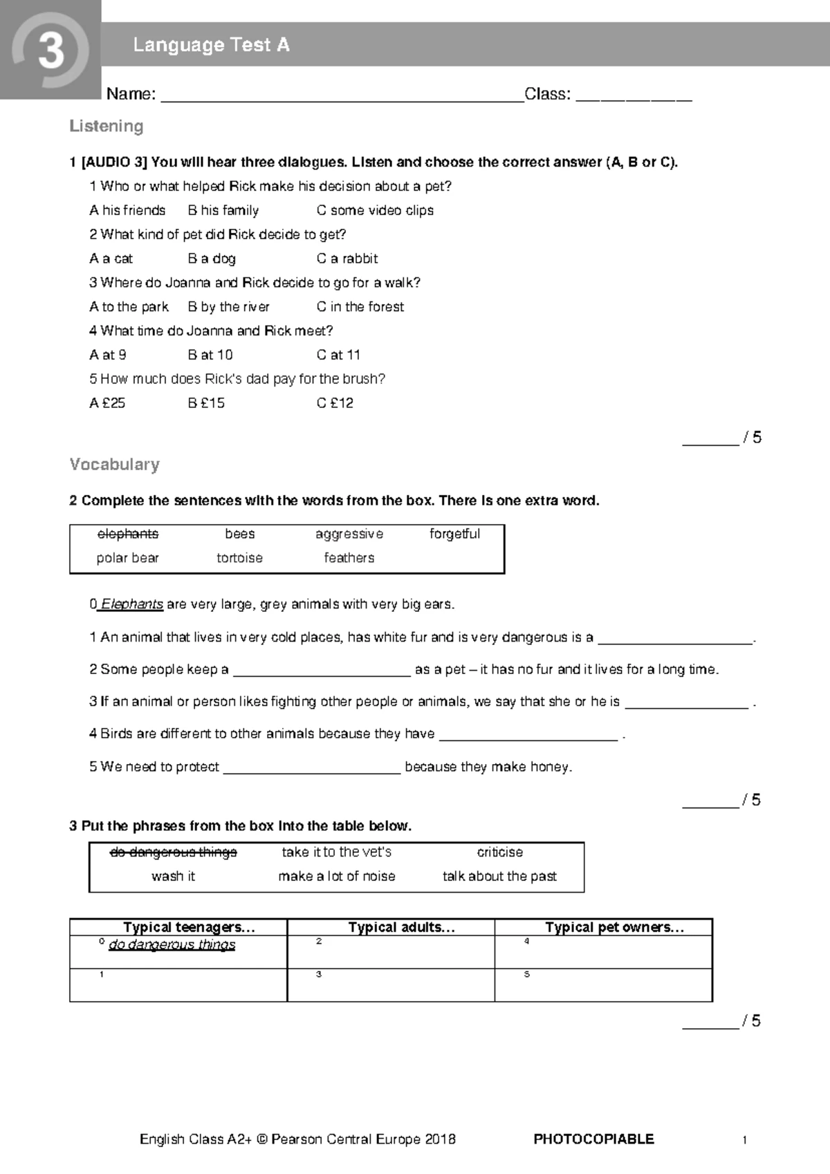 ECA2+ Language Test A: Vocabulary, Grammar, Speaking & Writing - Studocu