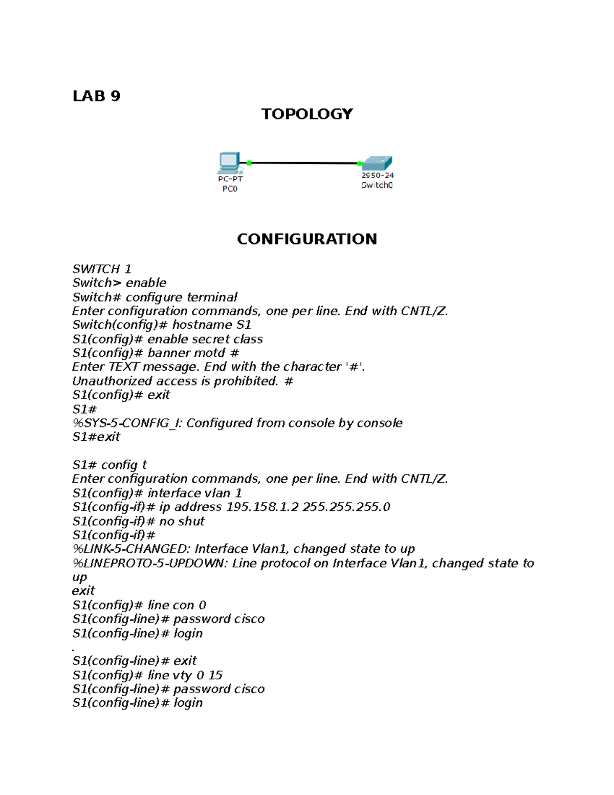 LAB 9 - SYSTEM AND NETWORK ADMINISTRATION 2 CISCO ACTIVITY - LAB 9 ...