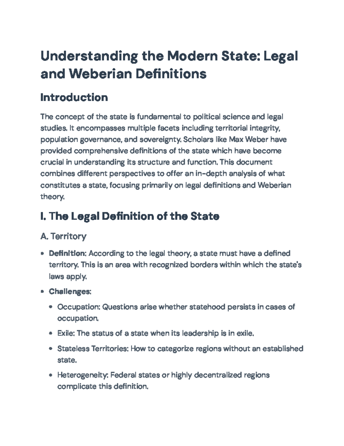 Understanding the Modern State: Legal and Weberian Perspectives ...
