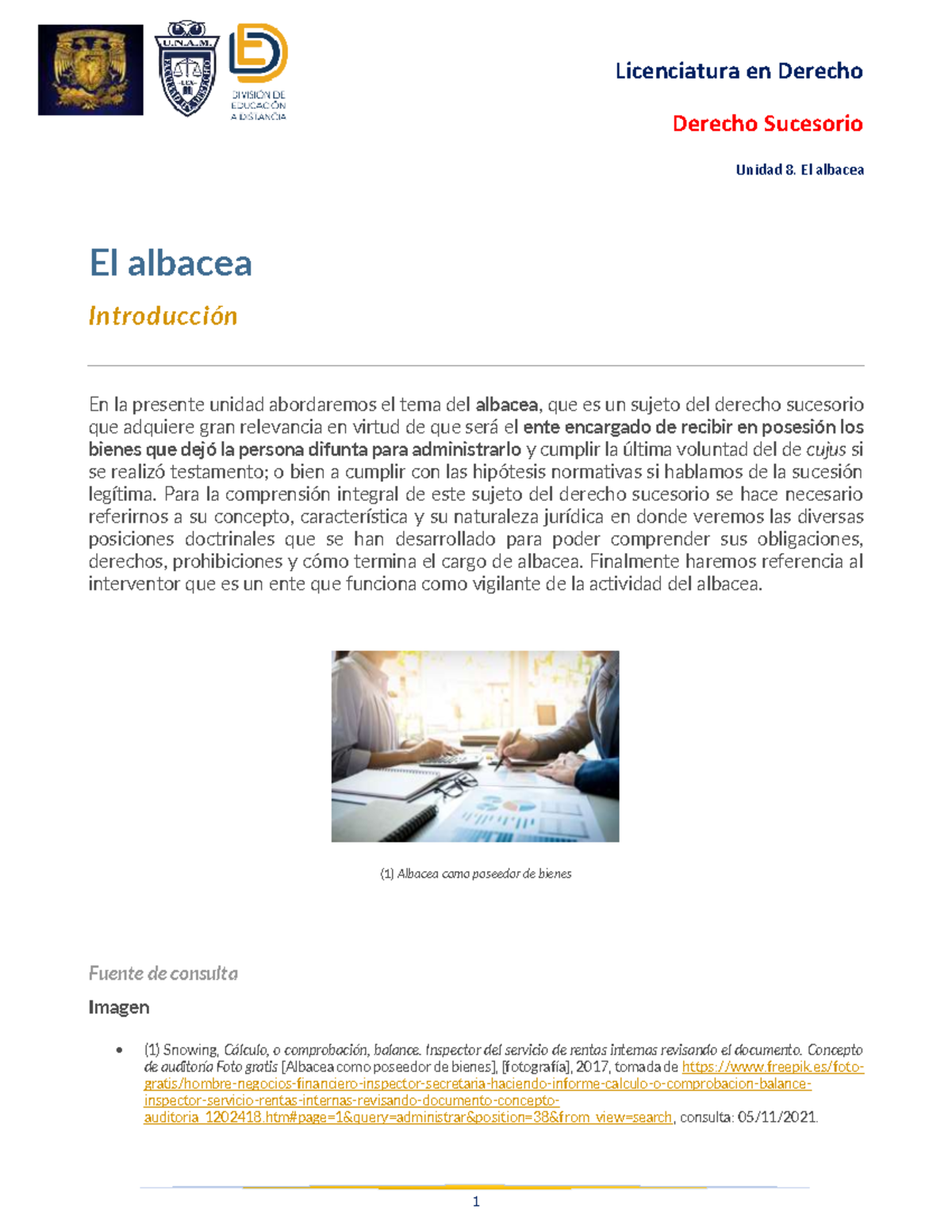 Derecho Sucesorio - Unidad 8: El Albacea y su Función Jurídica - Studocu