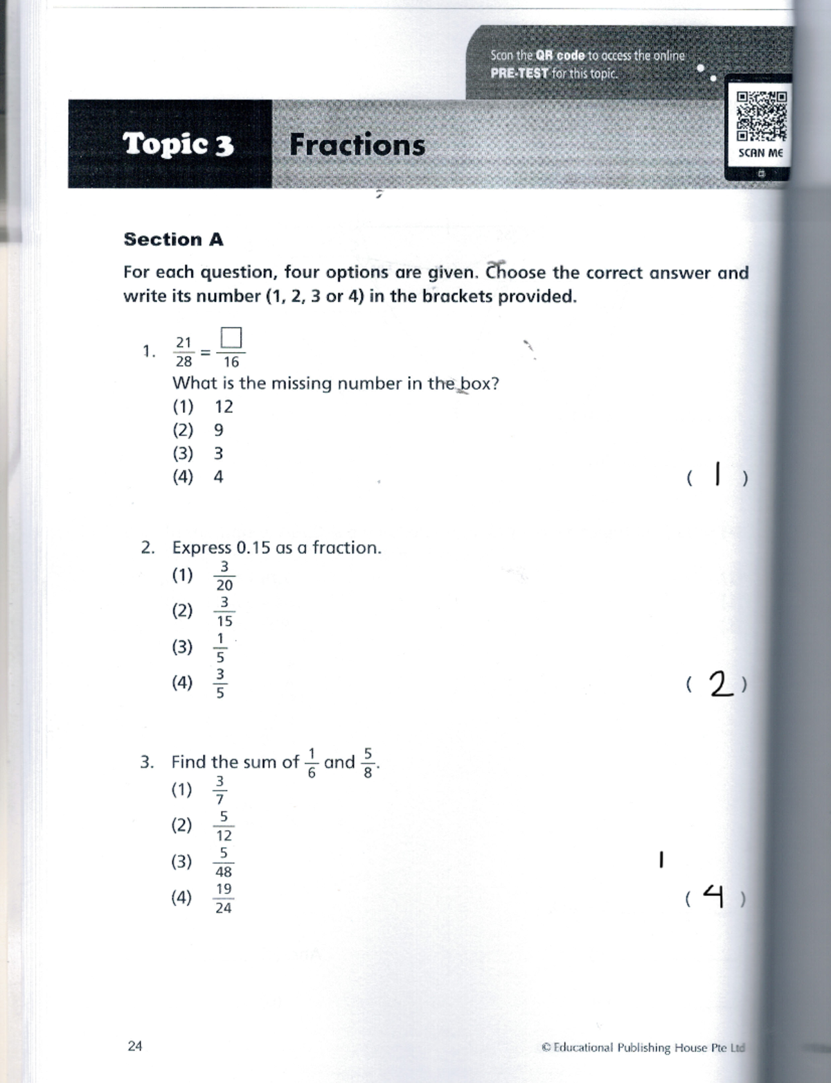P6 Fractions Practice Questions and Answers - Topic 3 - Studocu