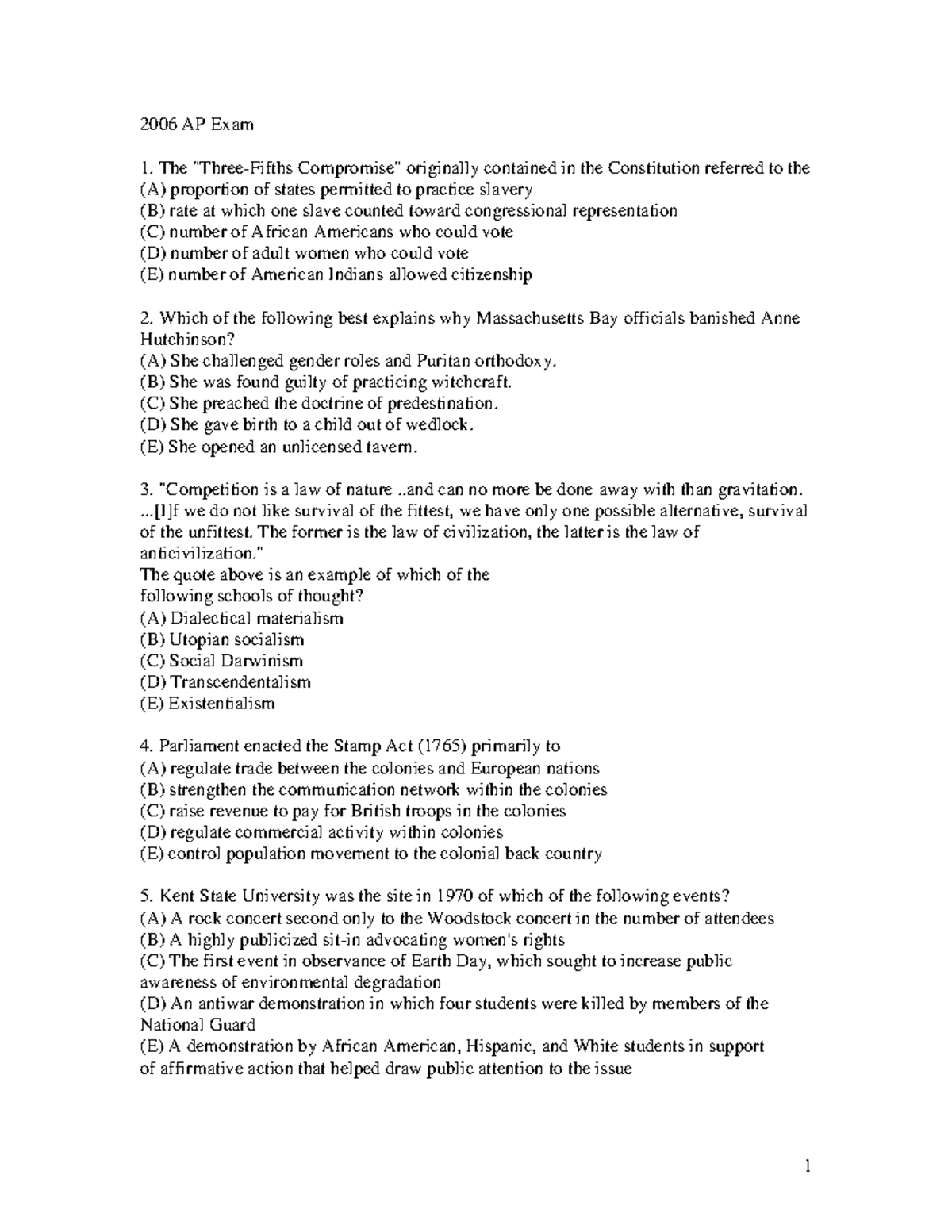 AP US History Test 9 - Exam Questions and Answers - Studocu