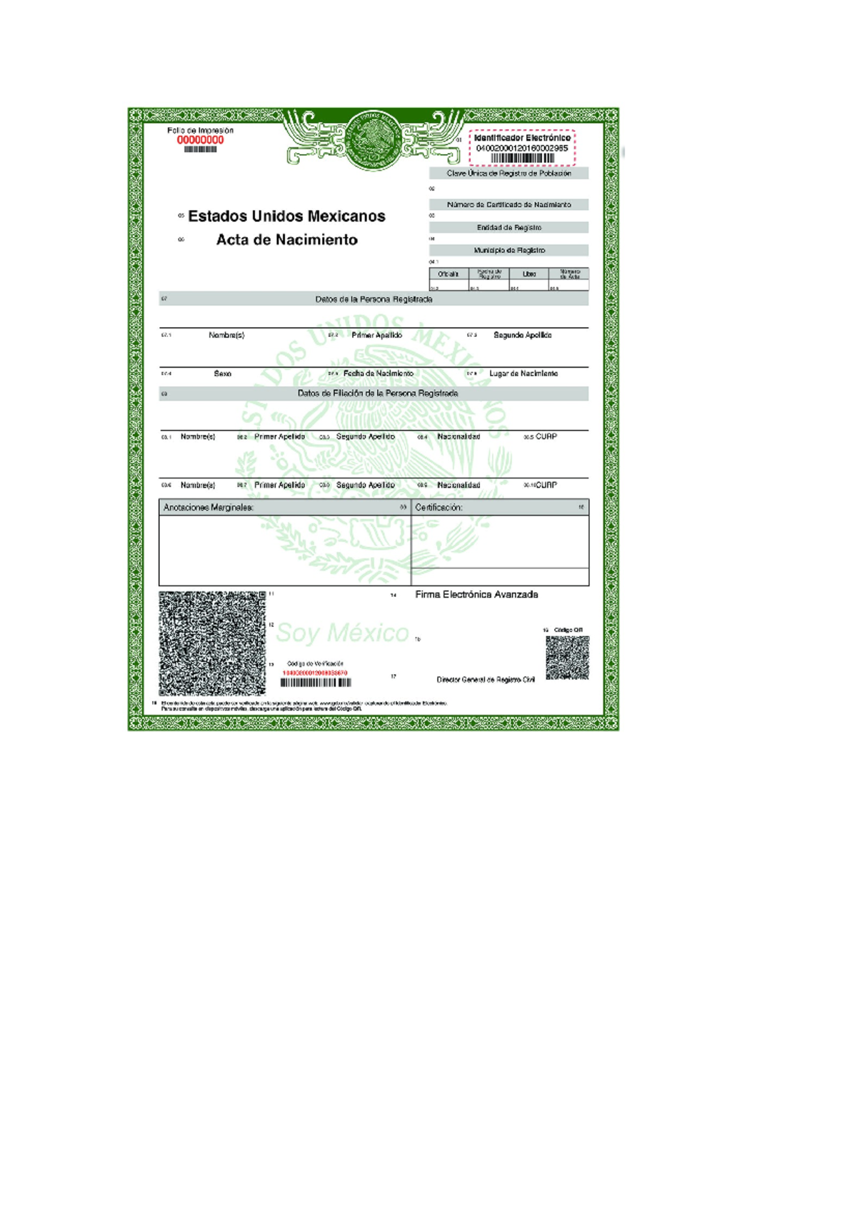 Modelo De Certificado De Nacimiento En Blanco BOE A 1983 22432