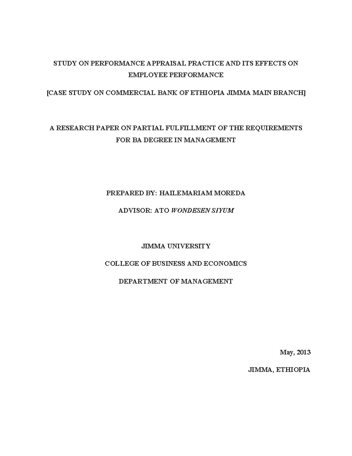 Performance Appraisal Practices and Employee Performance: A Study on ...