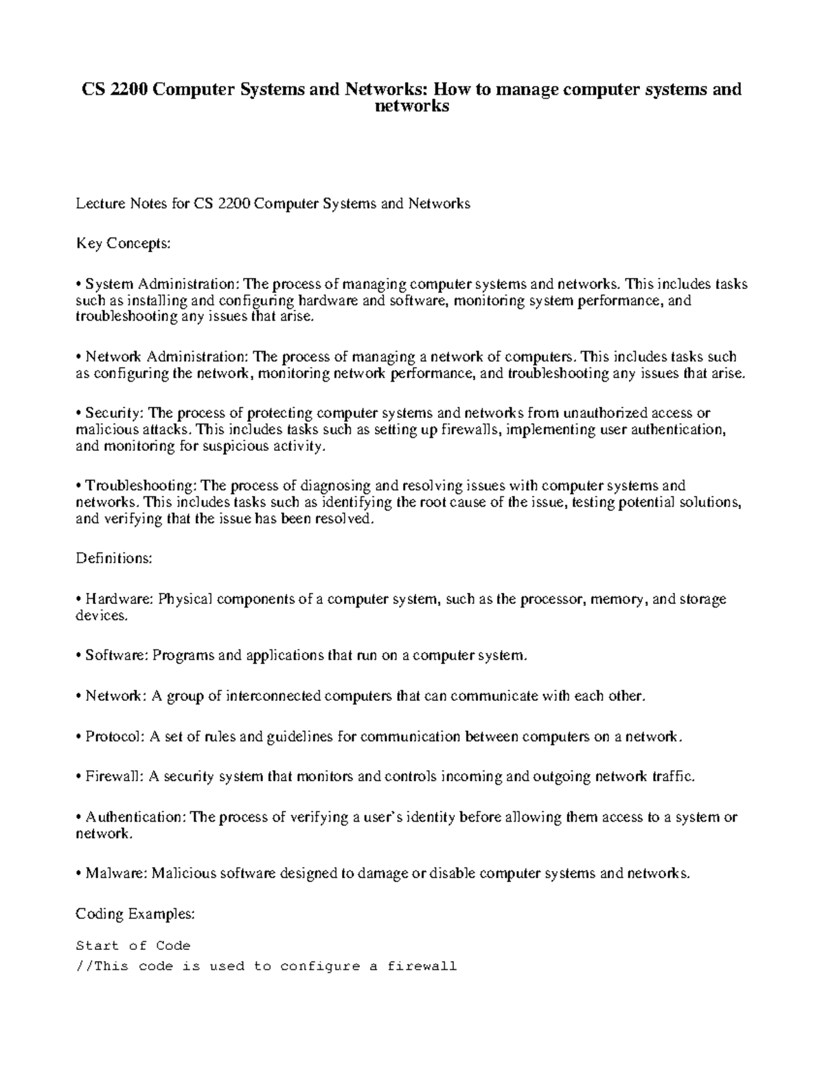 CS 2200 Computer Systems and Networks - How to manage computer systems ...