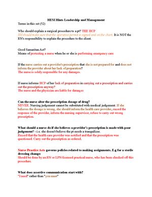 HESI 1 V1 and V2 Review Health Assessment 1 - HESI 1 - V1 and V2 REVIEW ...