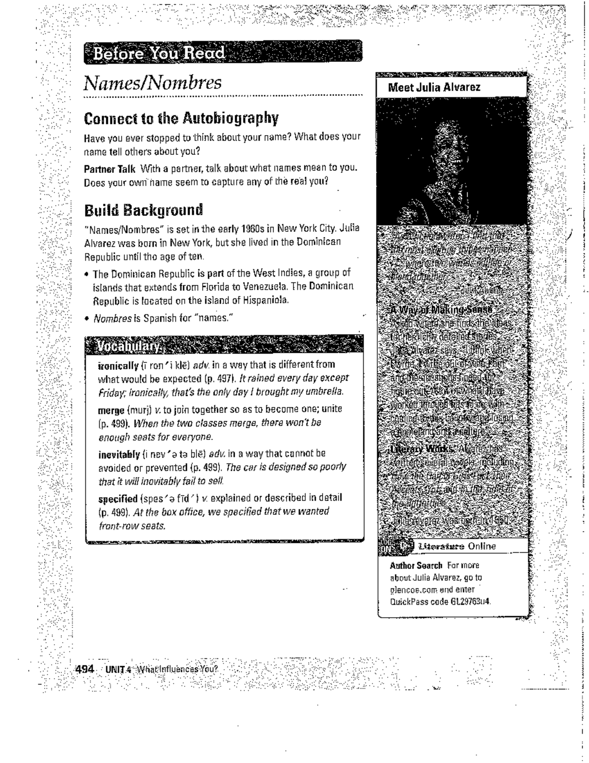 Nombres: Exploring Identity and Names in Julia Alvarez's Story - Studocu