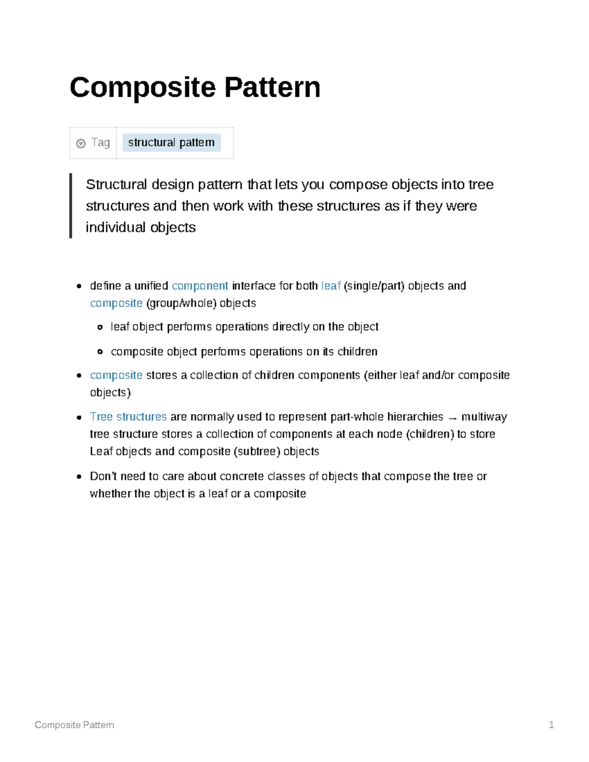 Composite Pattern - Composite Pattern Tag structural pattern Structural design pattern that lets ...