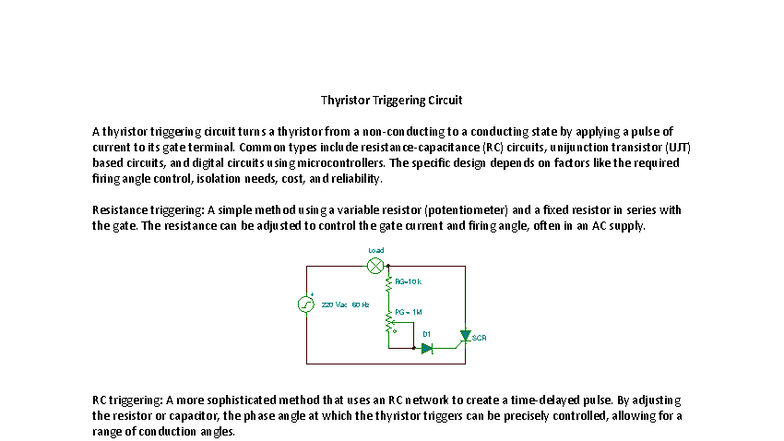 Thyristor Triggering Circuit Design and Applications - Studocu