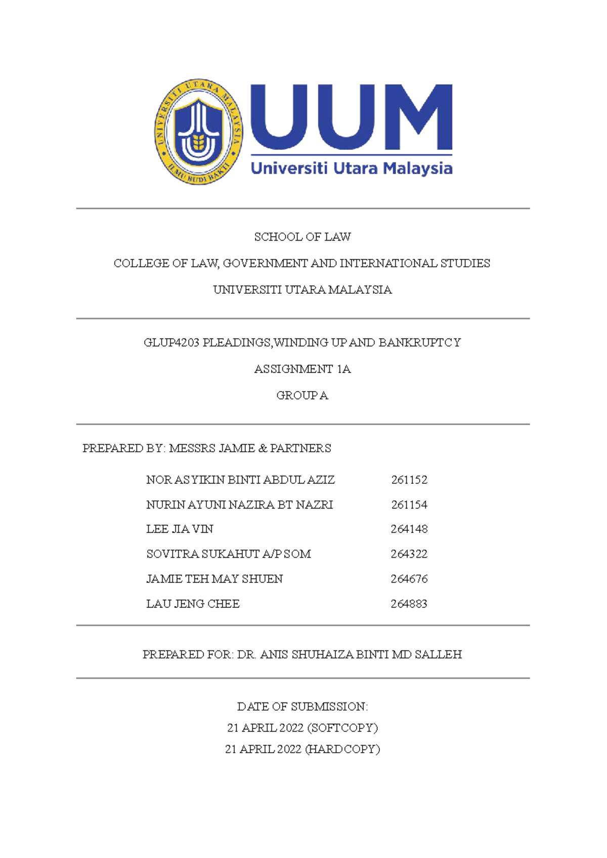 GLUP4203 Assignment 1A: Pleadings, Winding Up & Bankruptcy Analysis ...