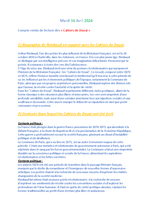 Analyse linéaire du poème "Le Buffet" d'Arthur Rimbaud - Studocu