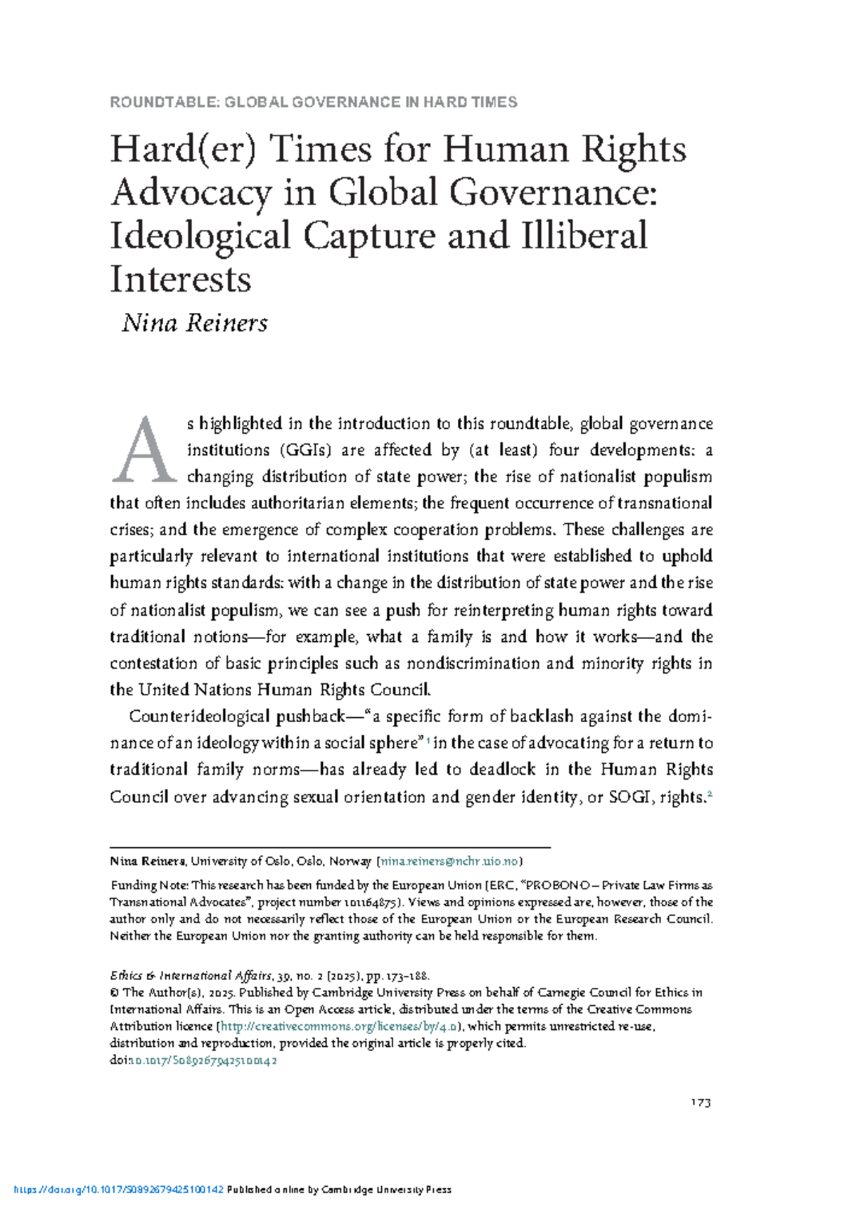 HARD(ER) TIMES FOR HUMAN RIGHTS ADVOCACY IN GLOBAL GOVT: Ideological ...
