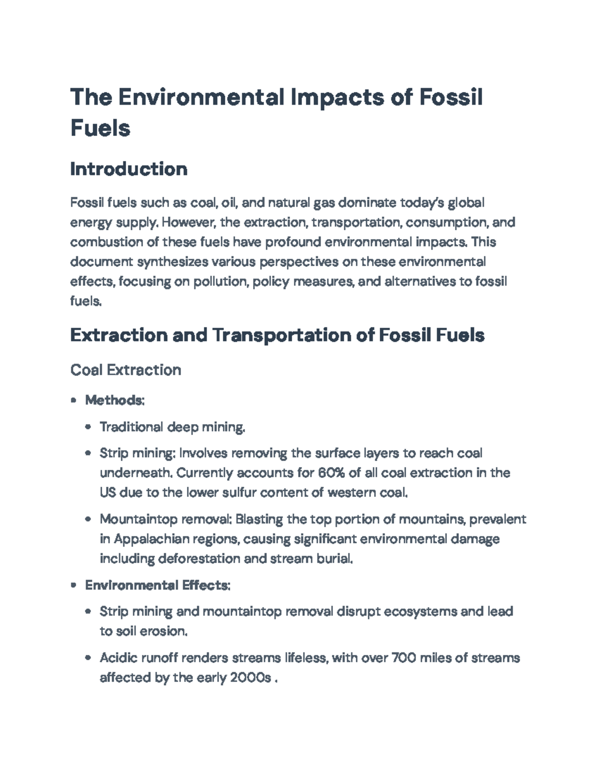 The Environmental Impacts of Fossil Fuels: Extraction & Emissions ...