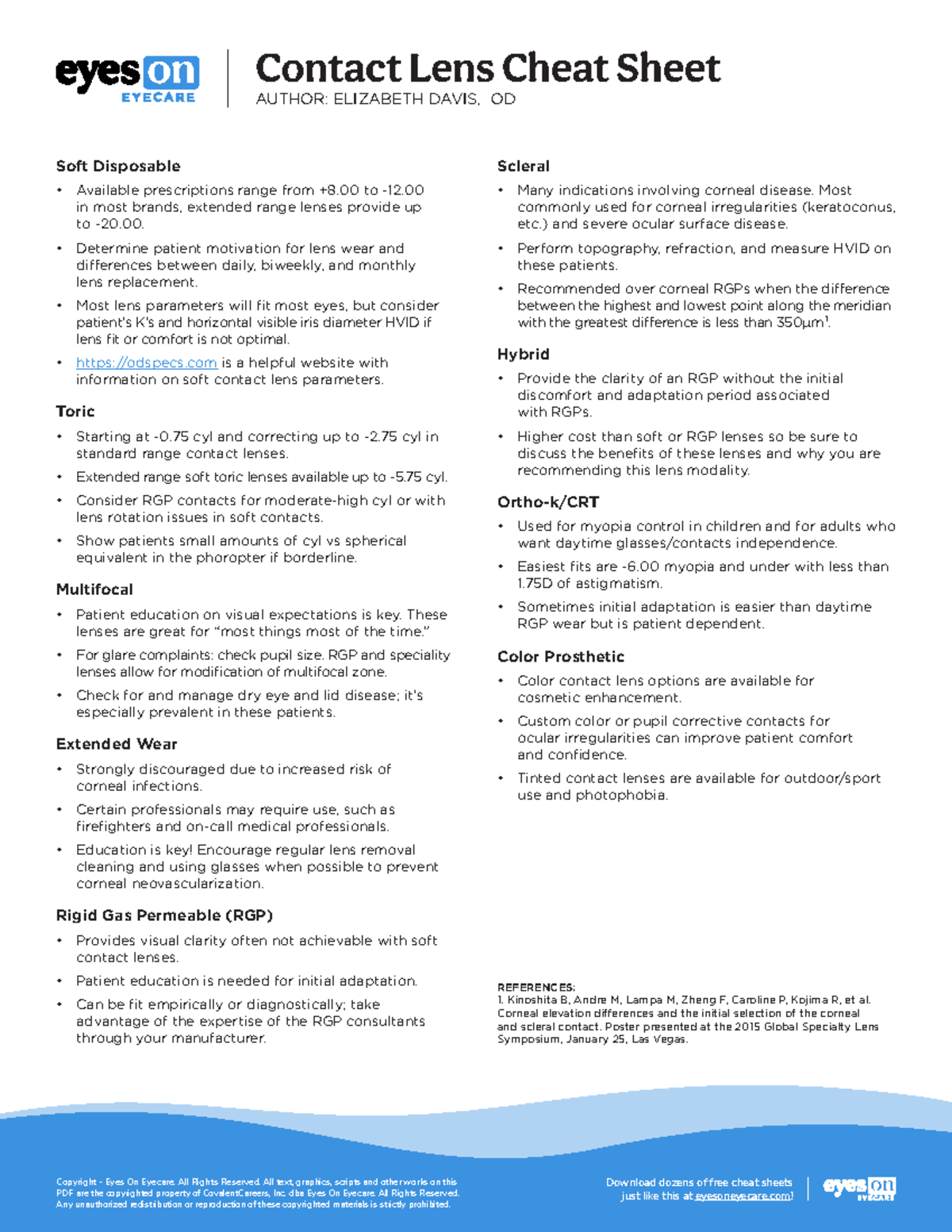 Contact Lens Overview Cheat Sheet – Study Guide for OPT 101 - Studocu