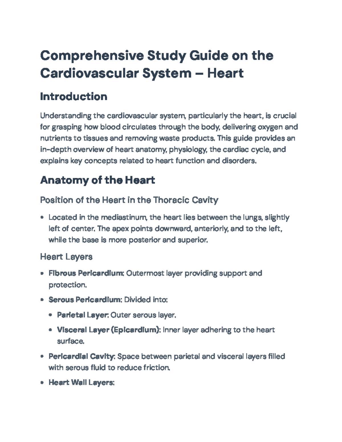 Comprehensive Study Guide: Heart Anatomy & Function (CPR 101) - Studocu