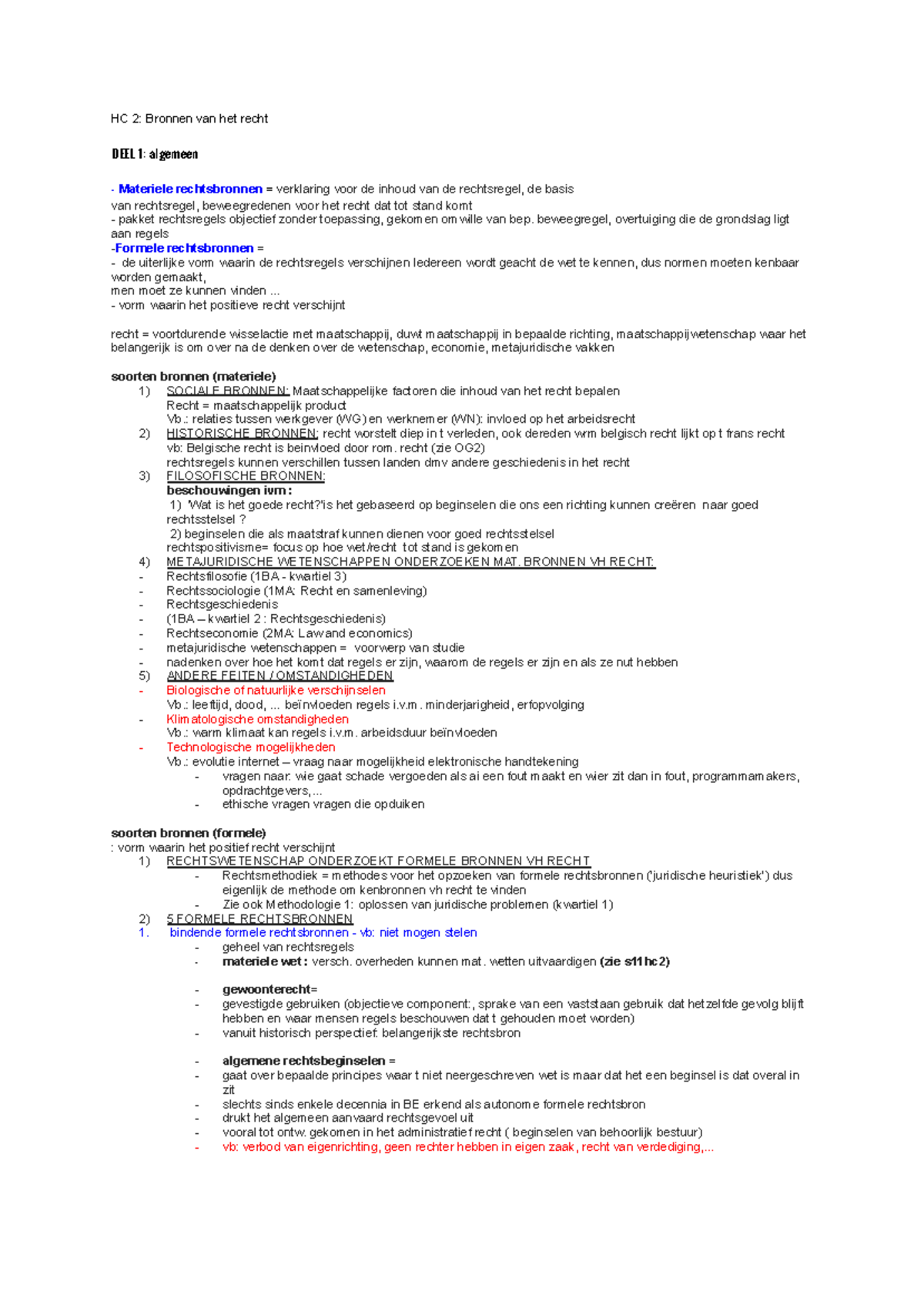 HC 2: Bronnen van het Recht - Materiële en Formele Aspecten - Studocu