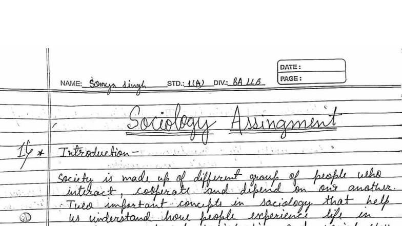 Sociology Assignment 14: Social Satisfaction & Class Analysis (BA LLB ...