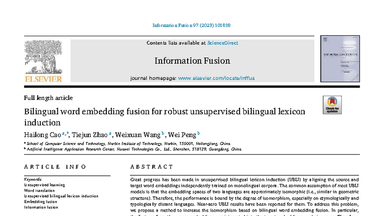 Bilingual Word Embedding Fusion for Robust UBLI - Info Fusion 97 (2023 ...