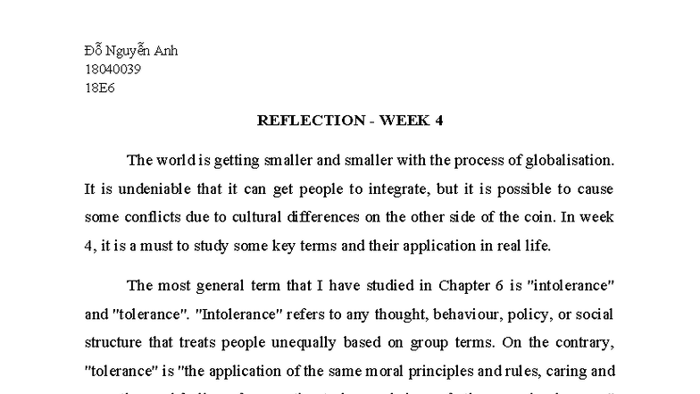 REFLECTION WEEK 4: Globalization and Cultural Stereotypes in Society ...