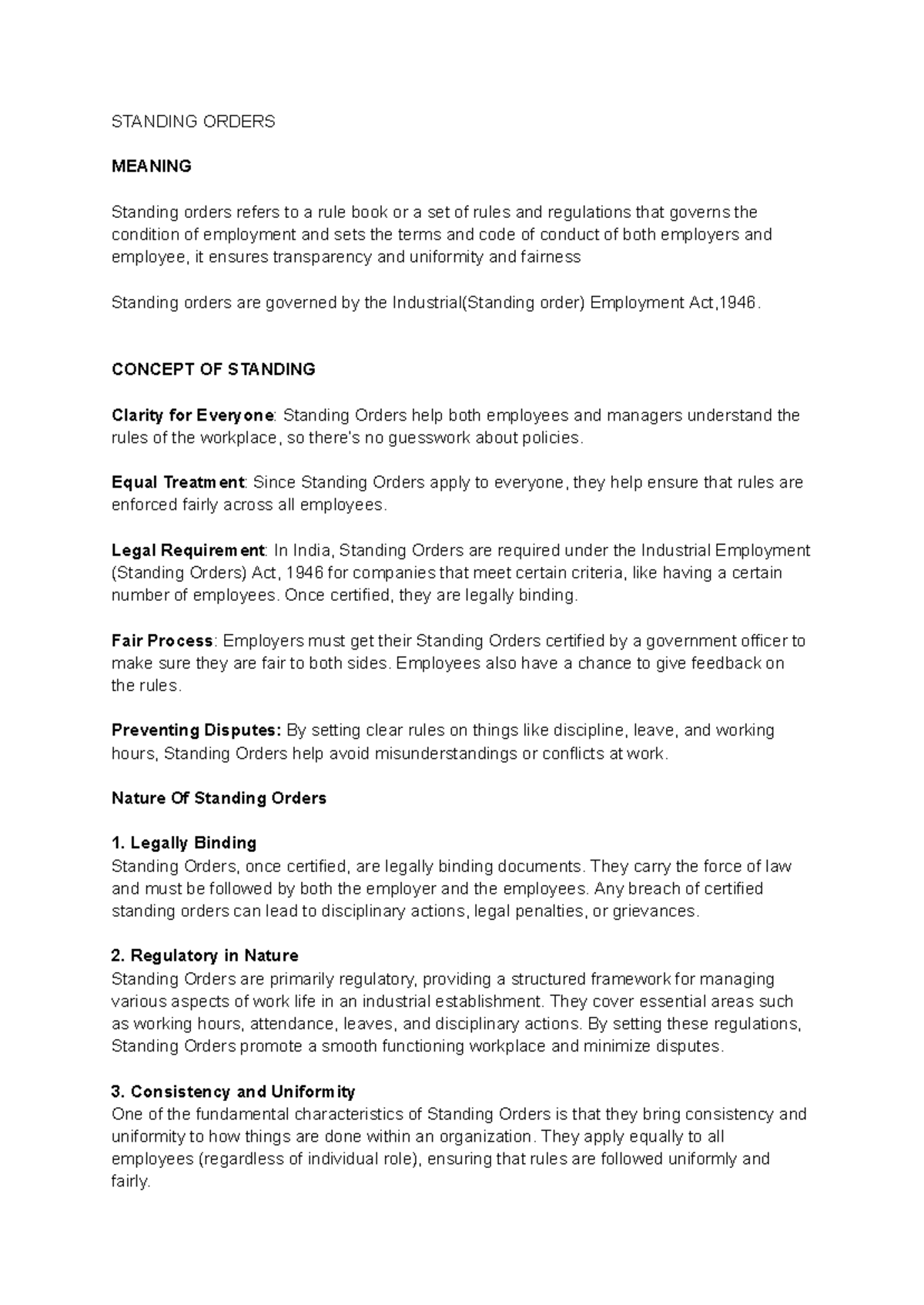 Industrial Employment (Standing Orders) Act, 1946: A Comprehensive ...
