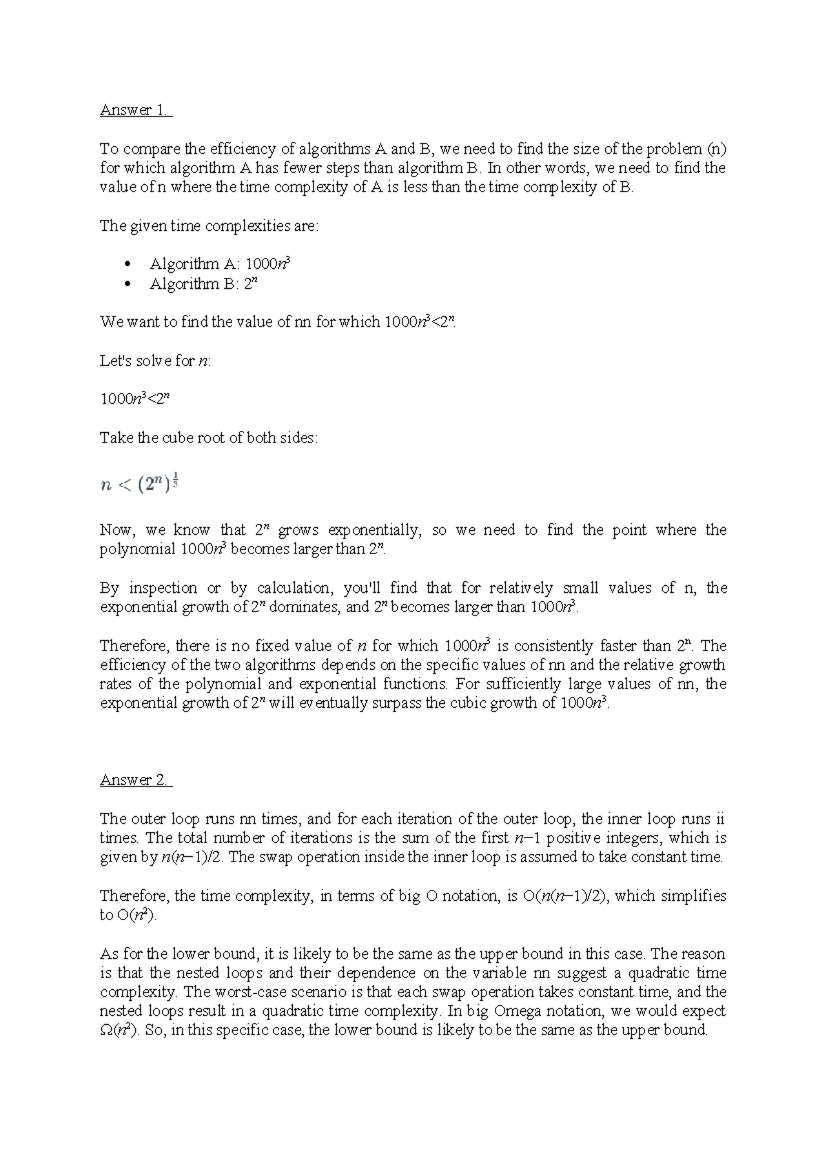 DF-Unit2 - Algorithm Efficiency Comparison and Time Complexity Analysis - Studocu