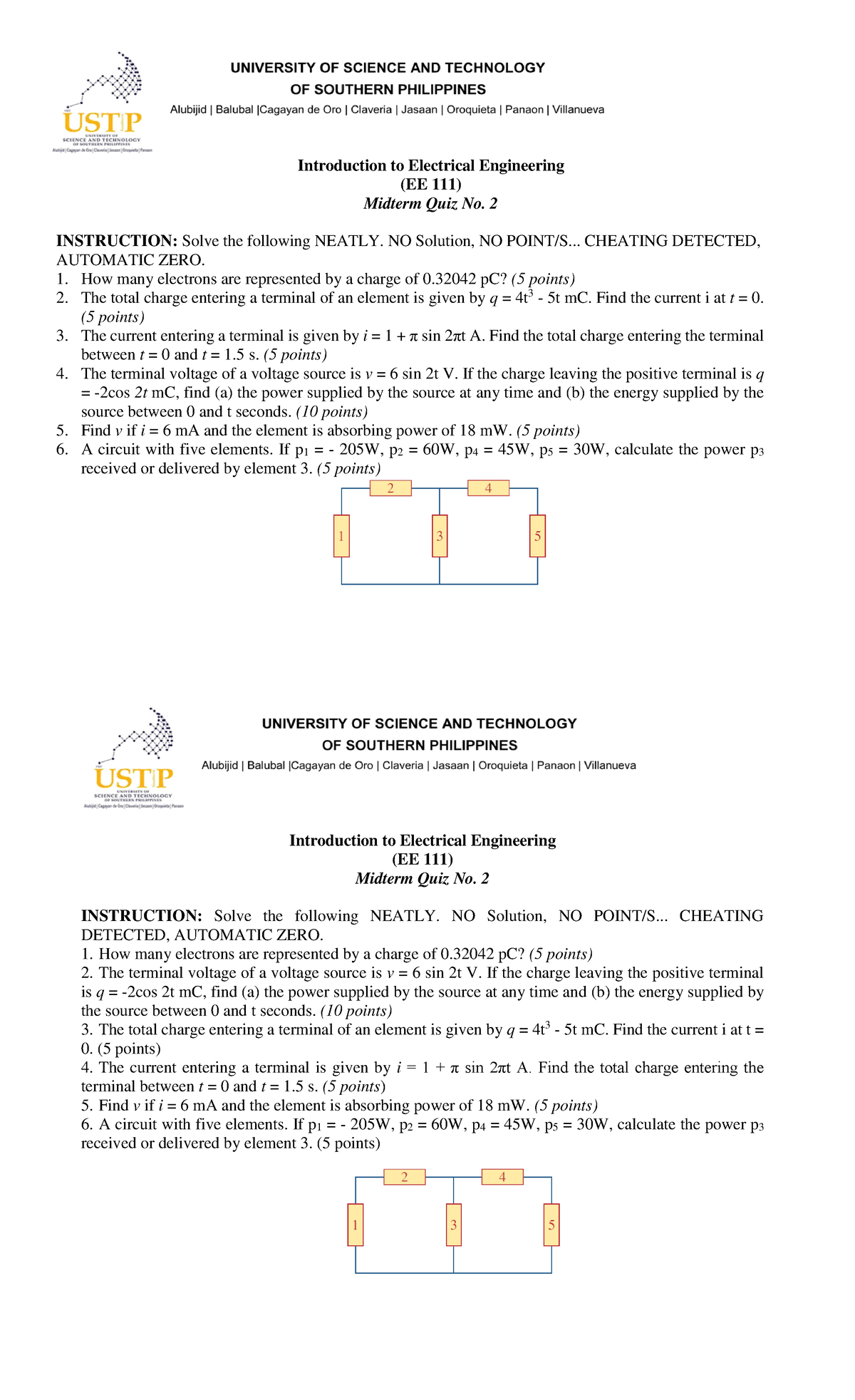 EE111 Midterm Quiz No. 2 (2023-2024) - Electrical Engineering Challenges - Studocu