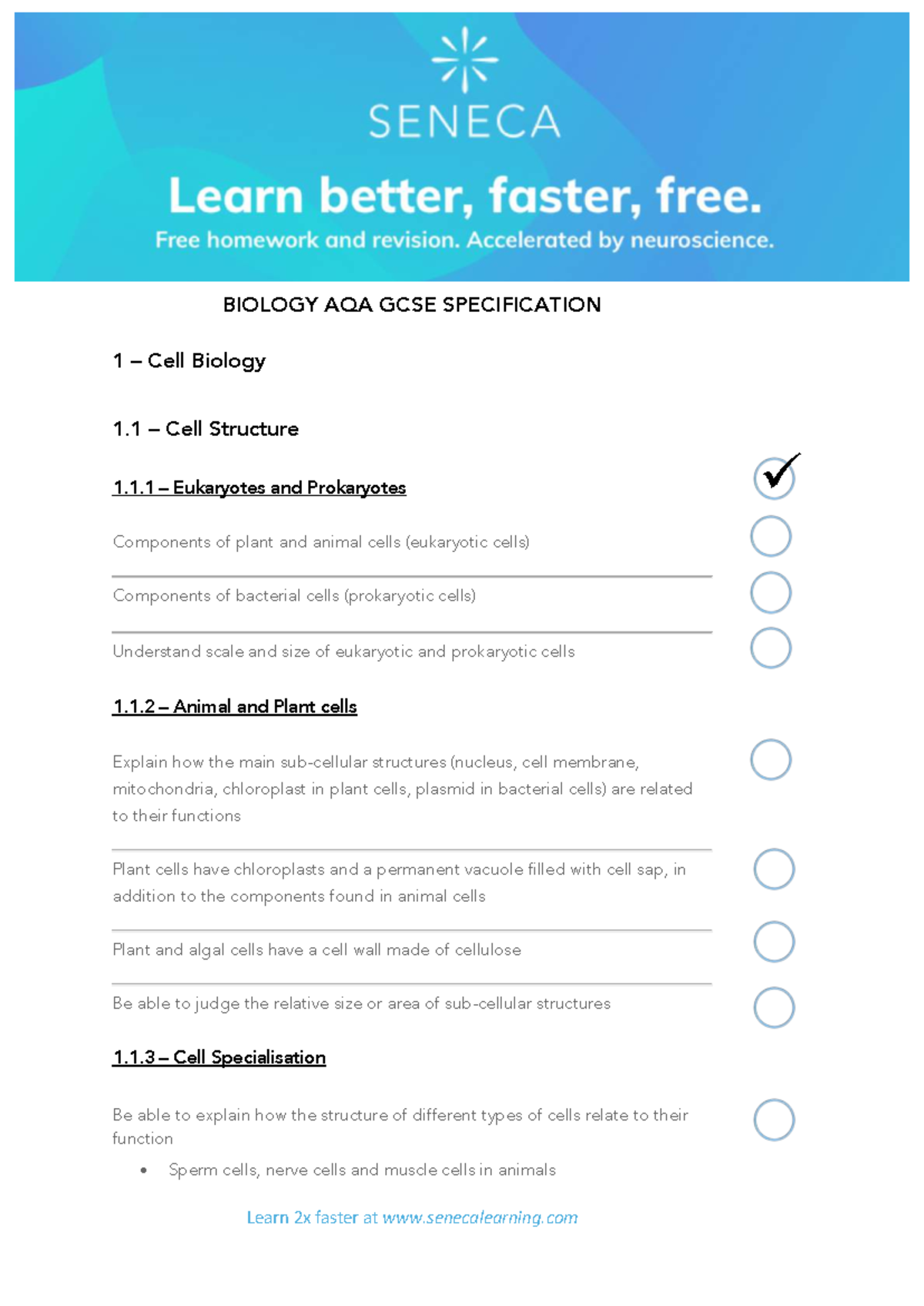 Biology AQA SPEC - cunty - BIOLOGY AQA GCSE SPECIFICATION 1 – Cell ...