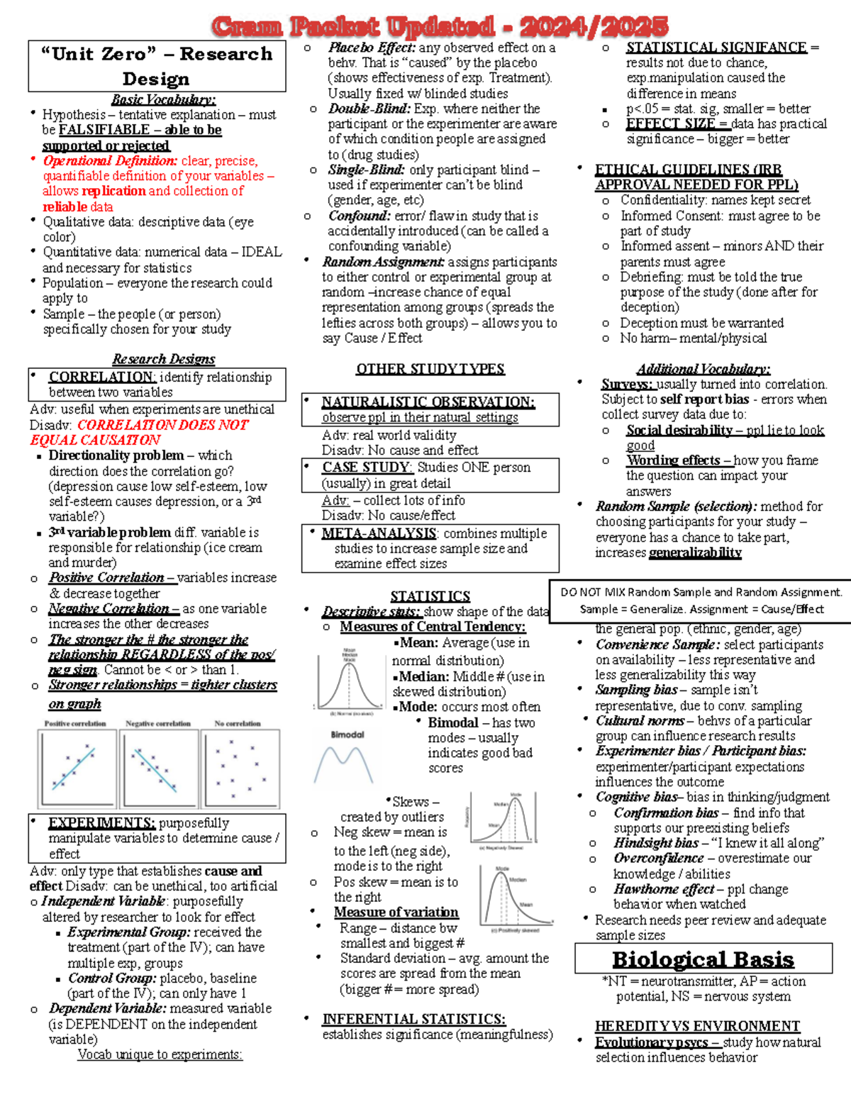 Cram Packet: Research Design and Vocabulary for PSY 2025 - Studocu