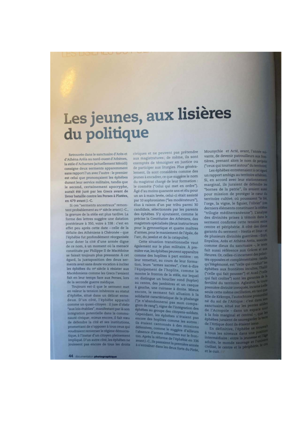 Éphèbes à Athènes : Serments et Rôle Politique dans la Cité - Studocu