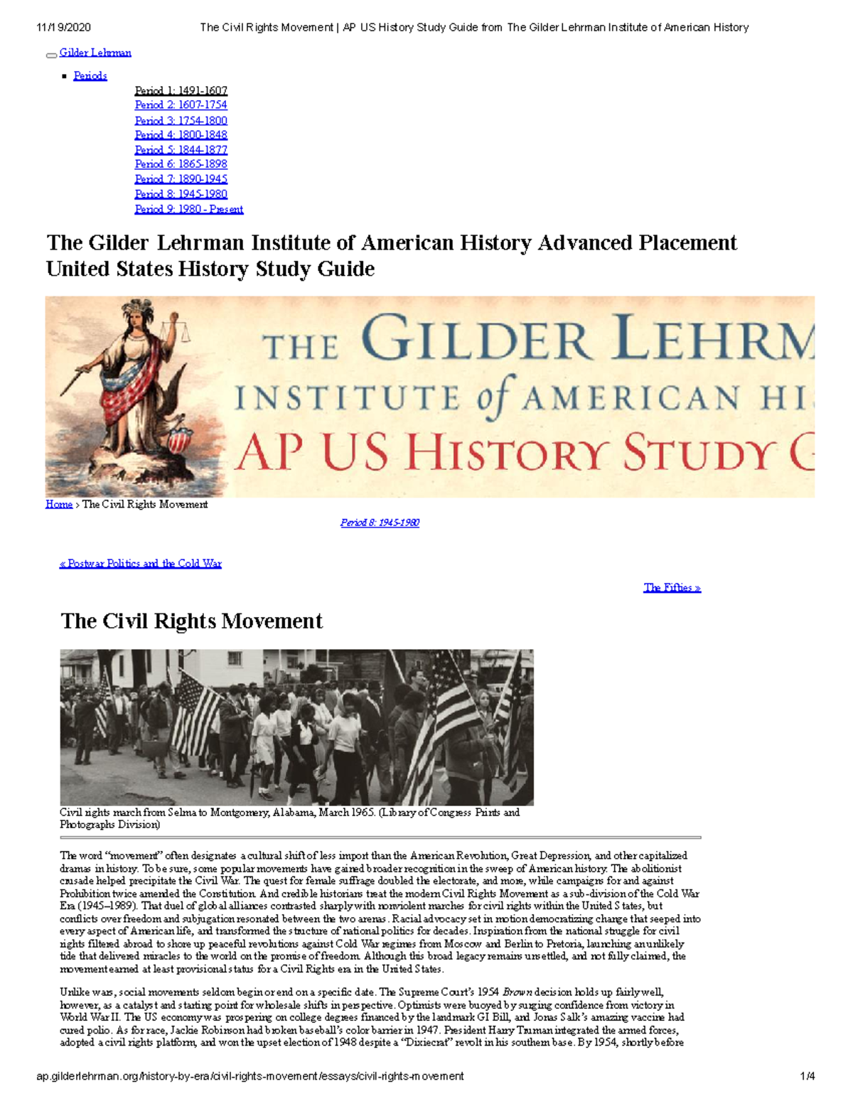The Civil Rights Movement: AP US History Study Guide (Gilder Lehrman ...