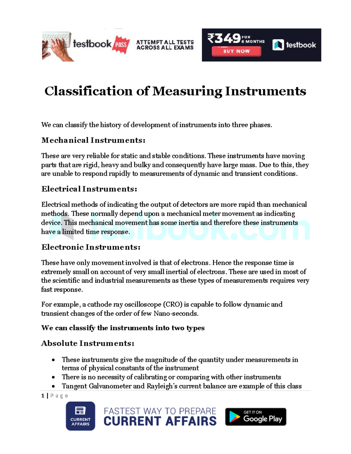 Classification of Measuring Instruments: Types and Functions (545B20FA ...