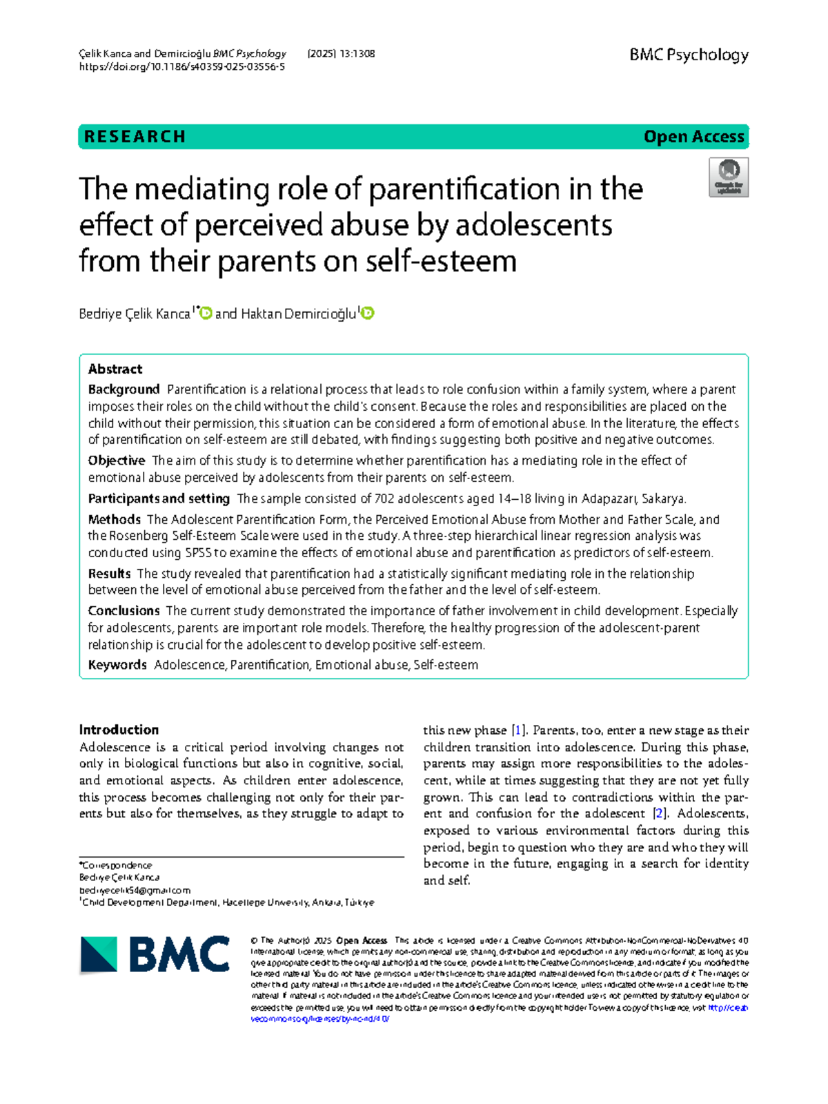 The Mediating Role of Parentification in Emotional Abuse Effects on ...