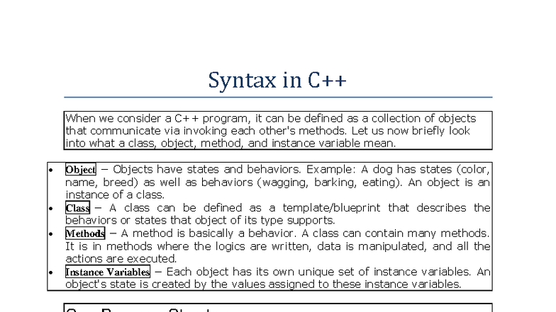 Syntax in C - Key Concepts and Program Structure Notes - Studocu