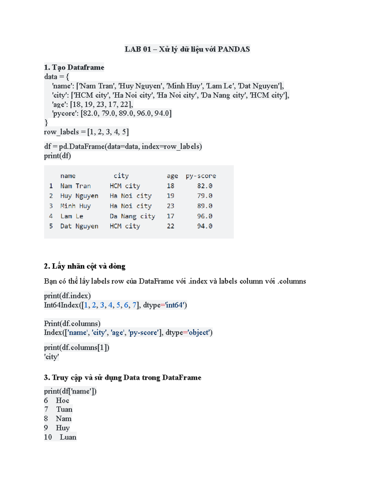 Lab Pandas 00 - cách lập trình Python - LAB 01 – Xử lý dữ liệu với ...