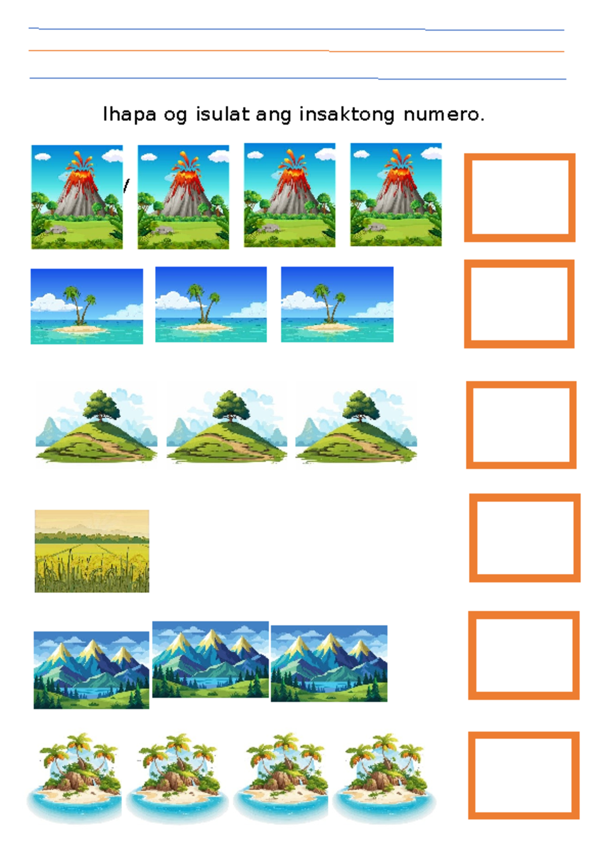 Count 1-4 landforms - literacy - Advance Algebra - Ihapa og isulat ang ...