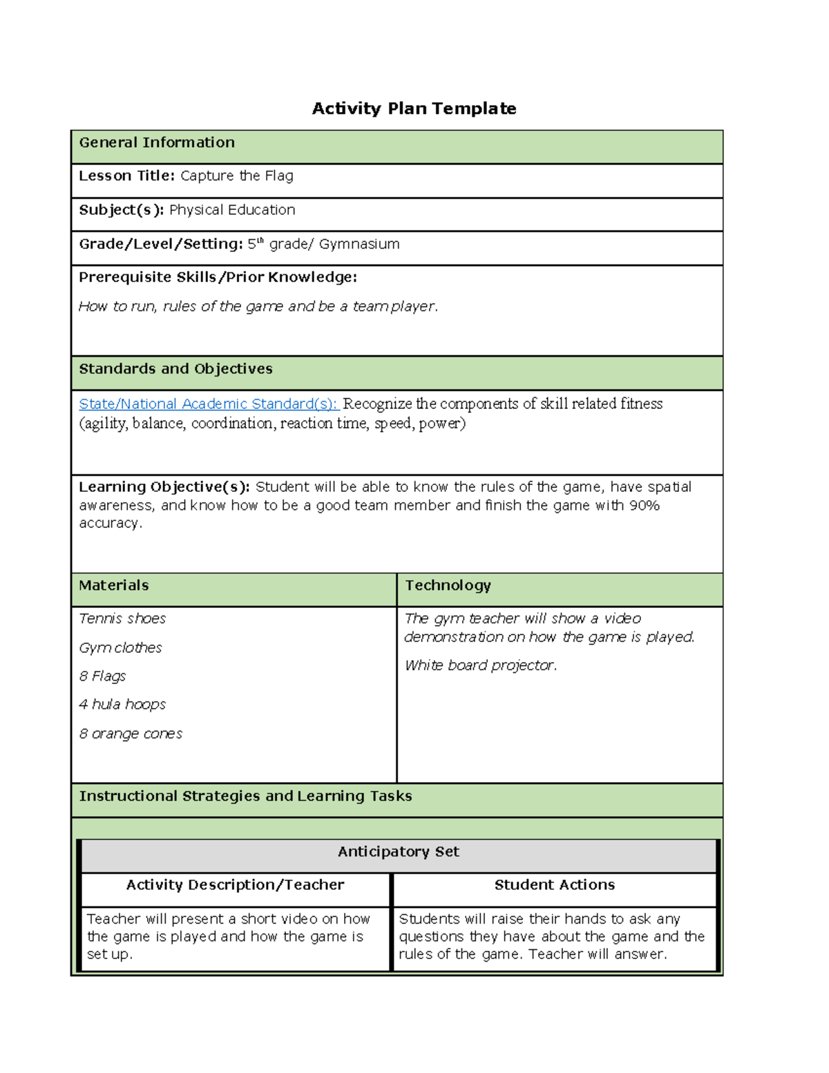 Activity Plan Template (1) - Activity Plan Template General Information ...