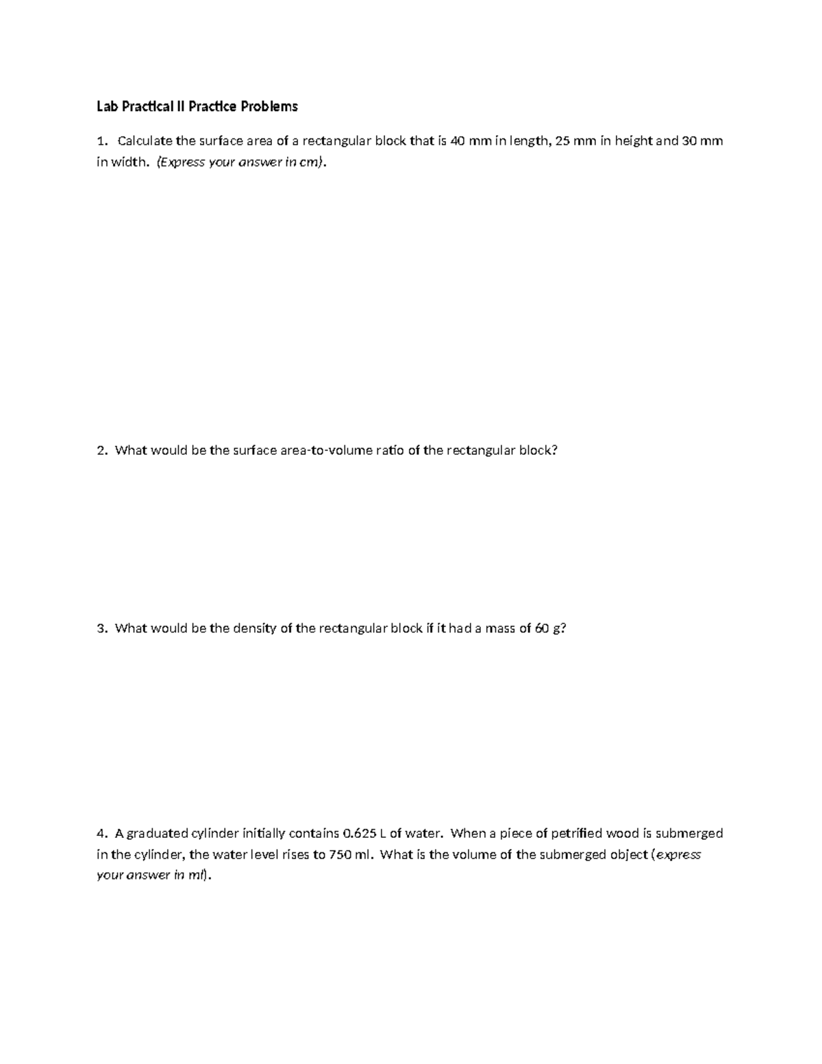Lab Practical II Practice Problems - Updated Fall 2023 - Studocu