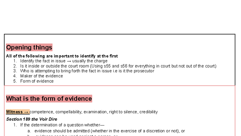 Evidence Scaffold G12: Competence and Compellability in Court - Studocu