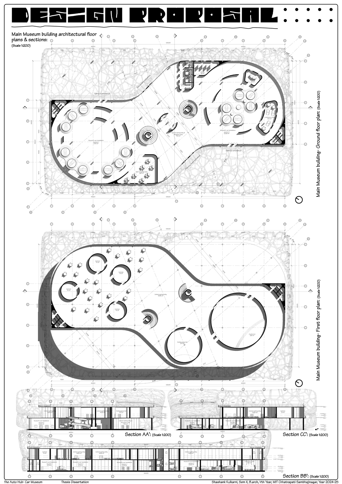Main Museum Building Architectural Plans & Sections (B.Arch Sem X ...