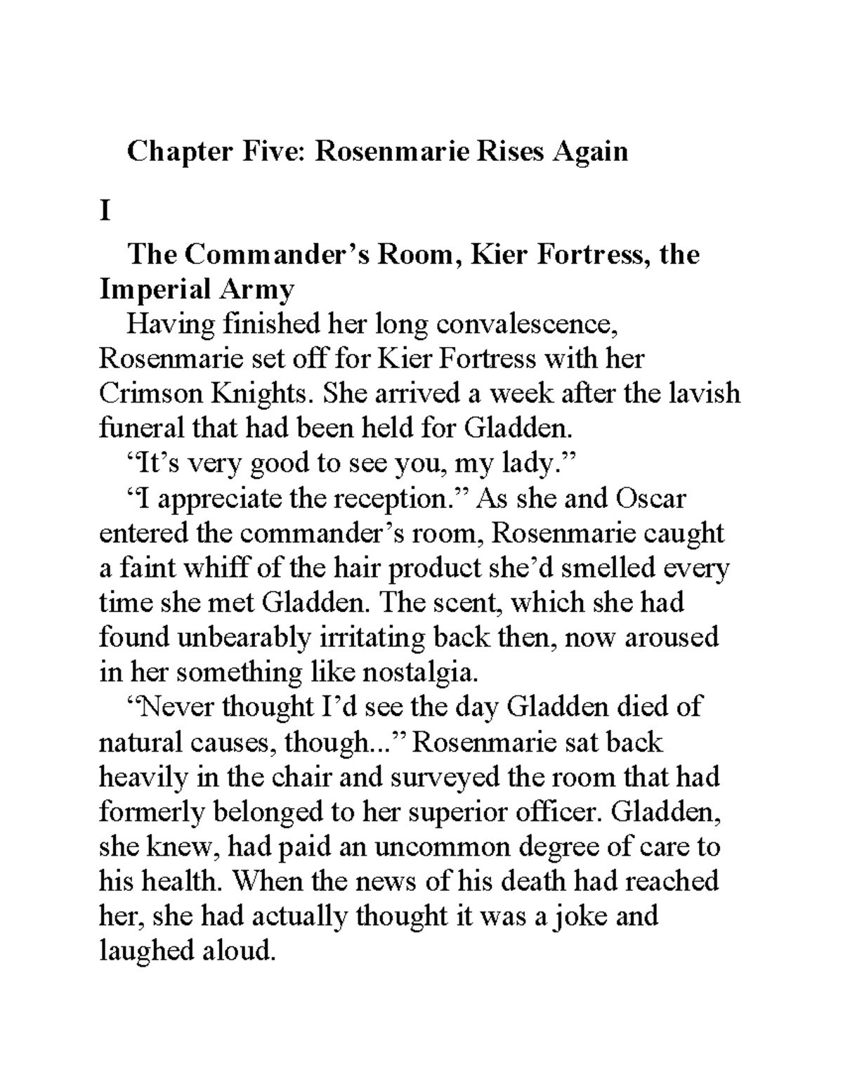 Chapter 5: Rosenmarie Rises Again - The Room at Kier Fortress - Studocu
