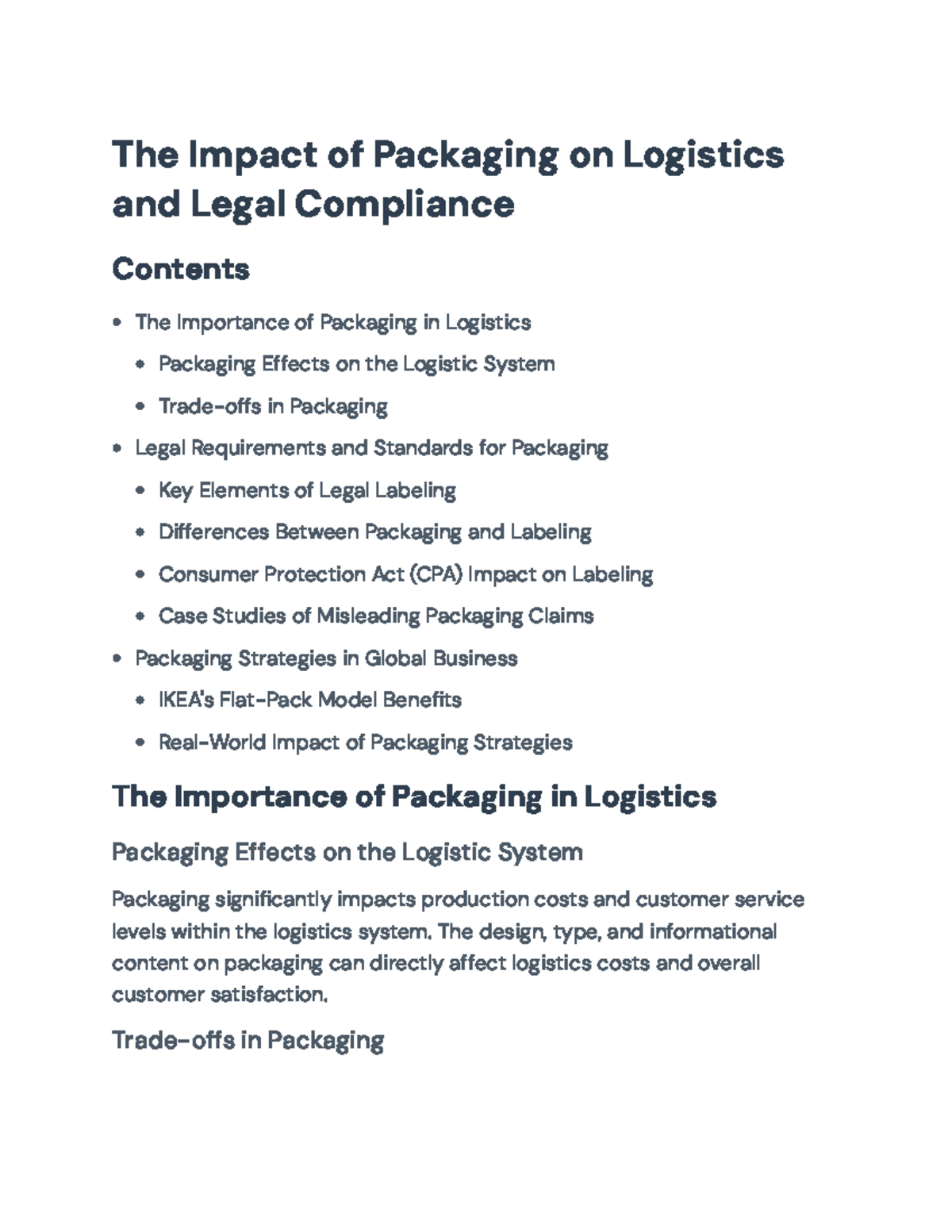 The Impact of Packaging on Logistics and Legal Compliance (LOG101 ...