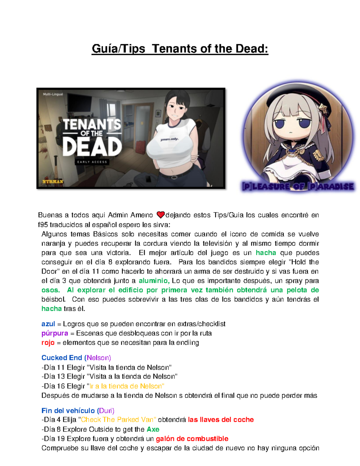 Guía de Consejos para Sobrevivir en Tenants of the Dead [P]leasure de ...