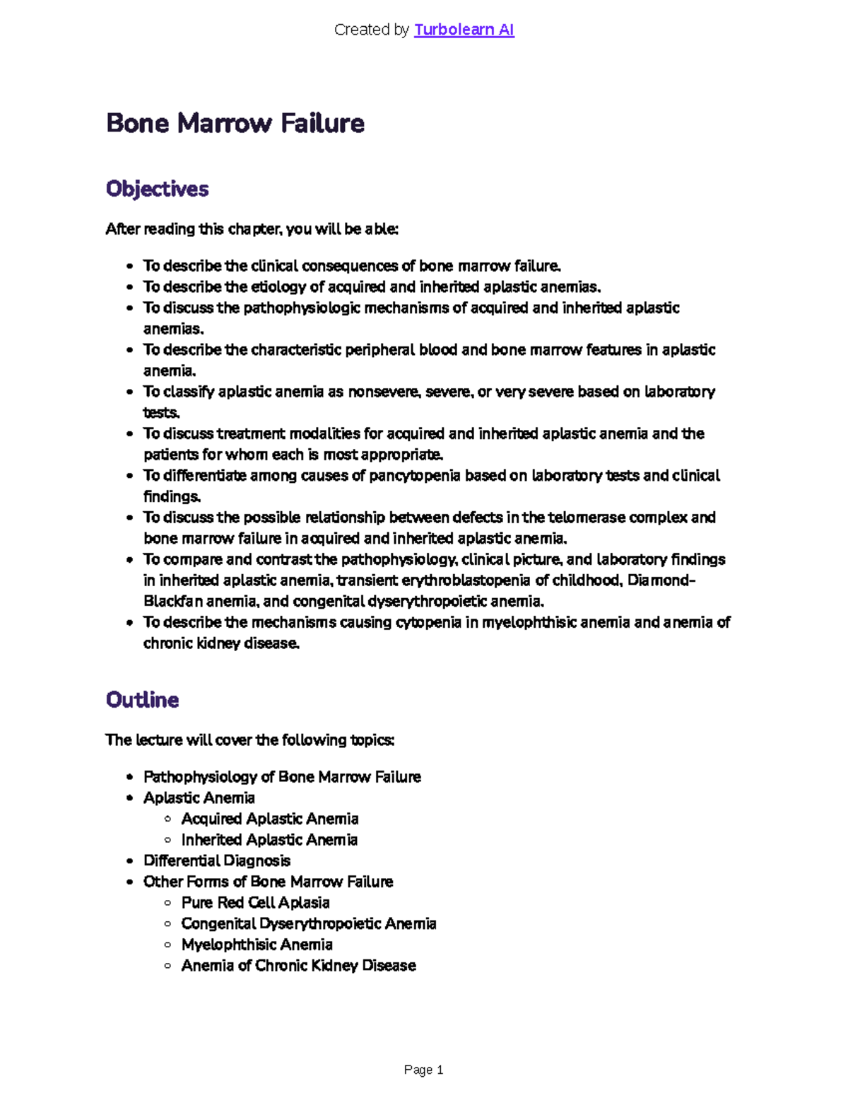 Bone Marrow Failure: Key Concepts and Clinical Insights (HEM 101) - Studocu
